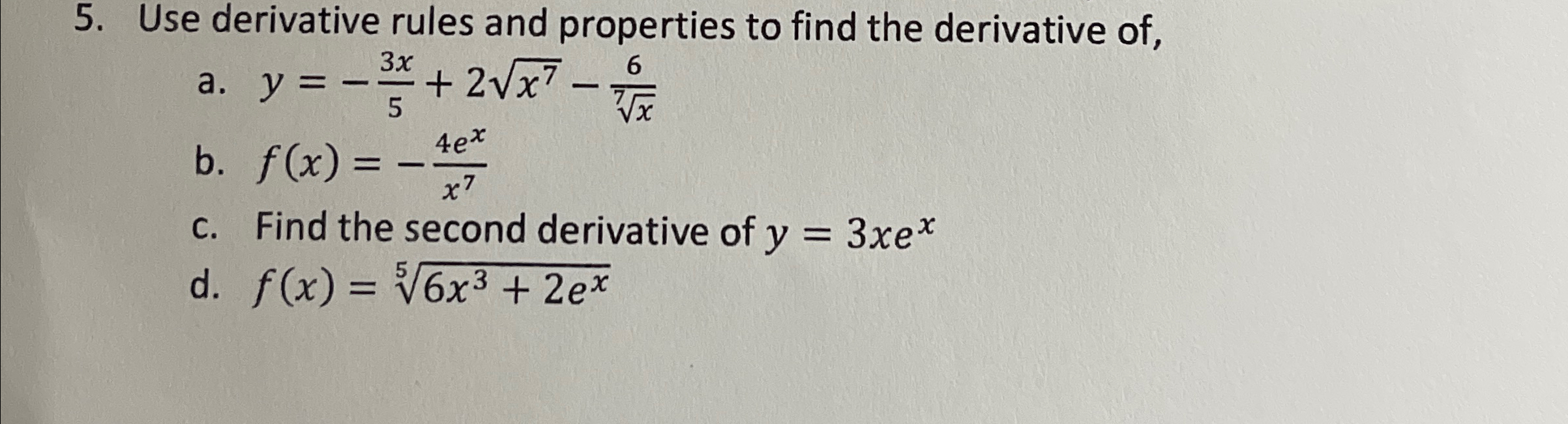 Solved Use derivative rules and properties to find the | Chegg.com