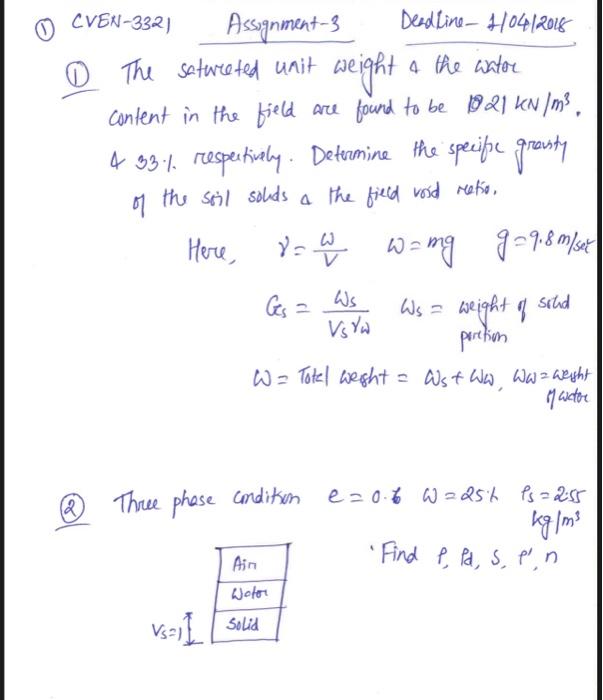 Solved CVEN-3321 Assignment-3 Deadline-110412018 (1) The | Chegg.com