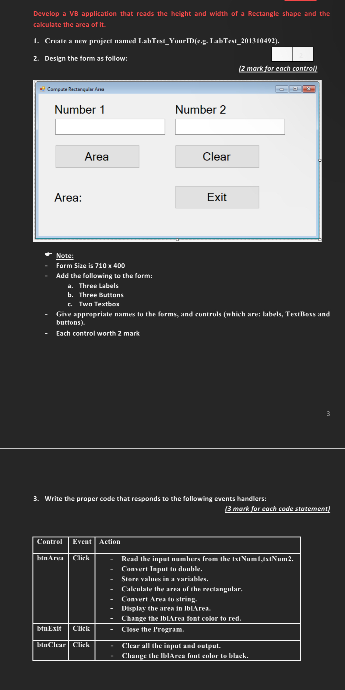 Solved Develop a VB application that reads the height and | Chegg.com