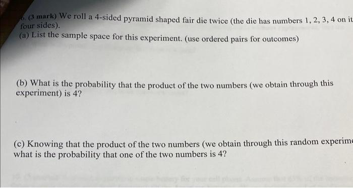Solved (a) List the sample space for this experiment. (use | Chegg.com