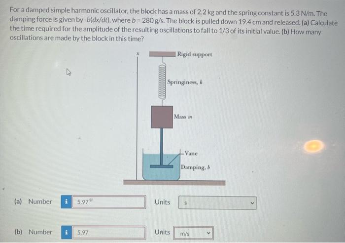[Solved]: For a damped simple harmonic oscillator, the bloc