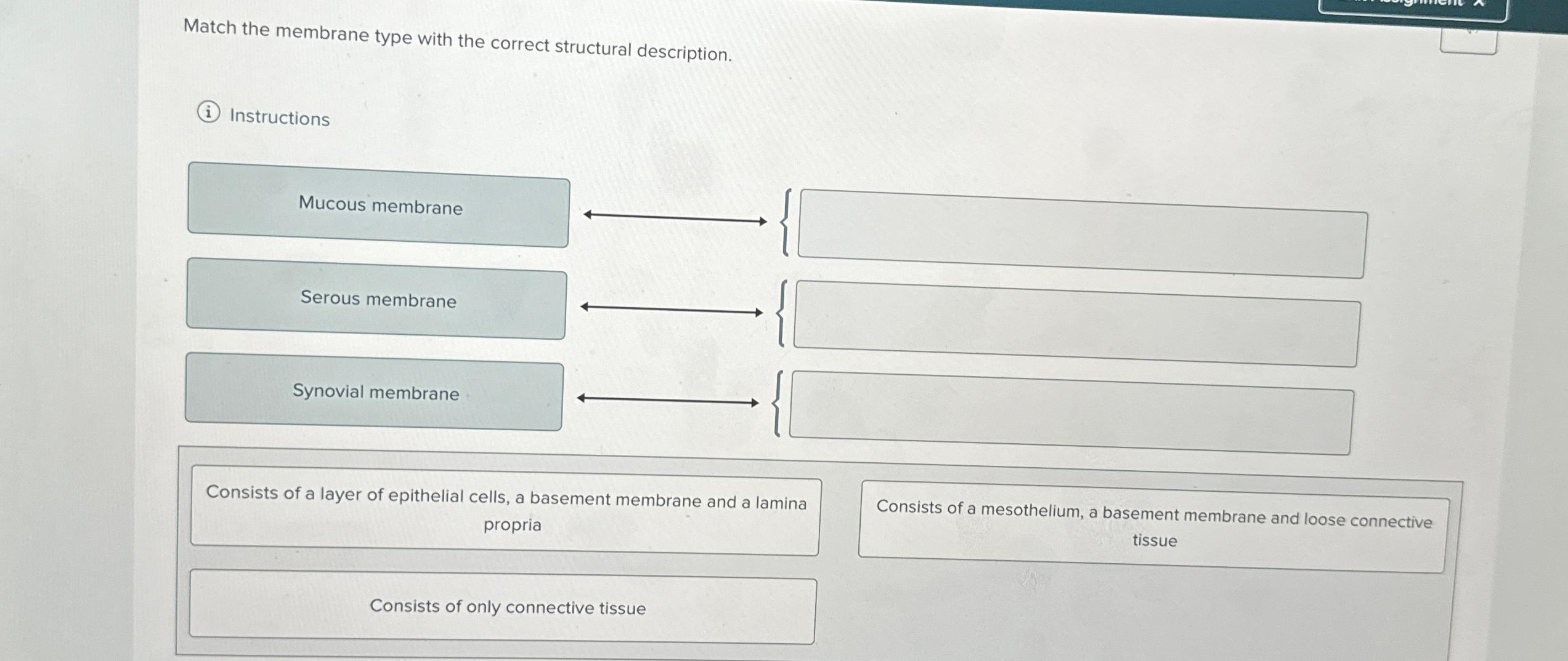 Solved Match the membrane type with the correct structural | Chegg.com