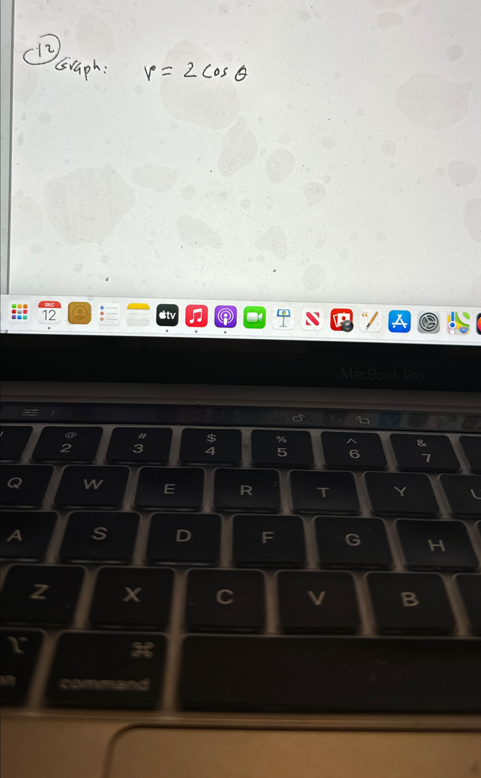 Solved (12) ﻿Graph: r=2cosθ | Chegg.com