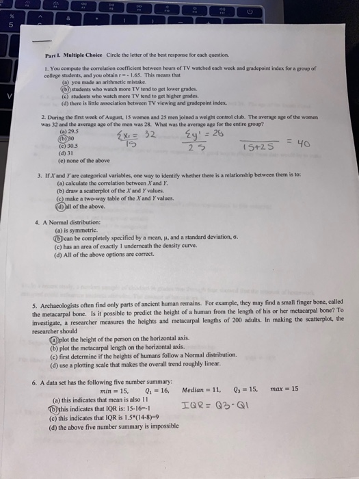 Solved Part L. Multiple Choice Circle the letter of the best | Chegg.com