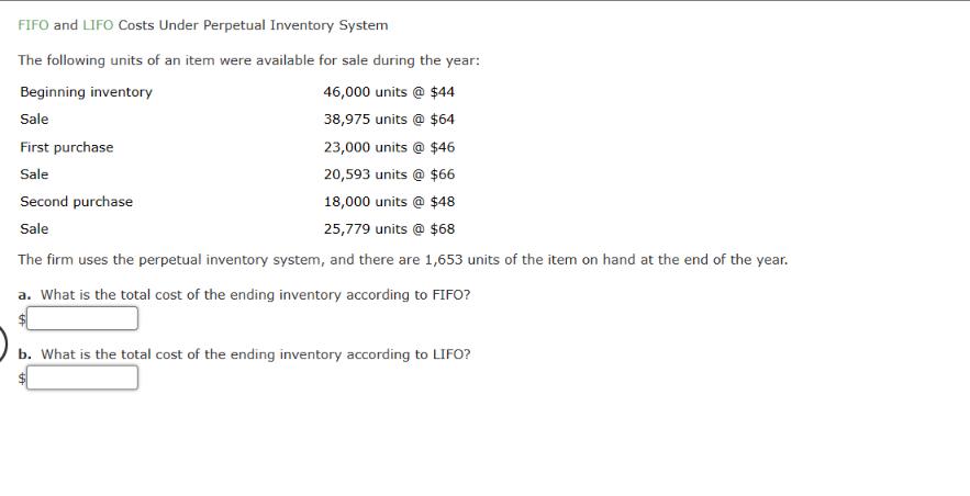 Solved FIFO and LIFO Costs Under Perpetual Inventory | Chegg.com
