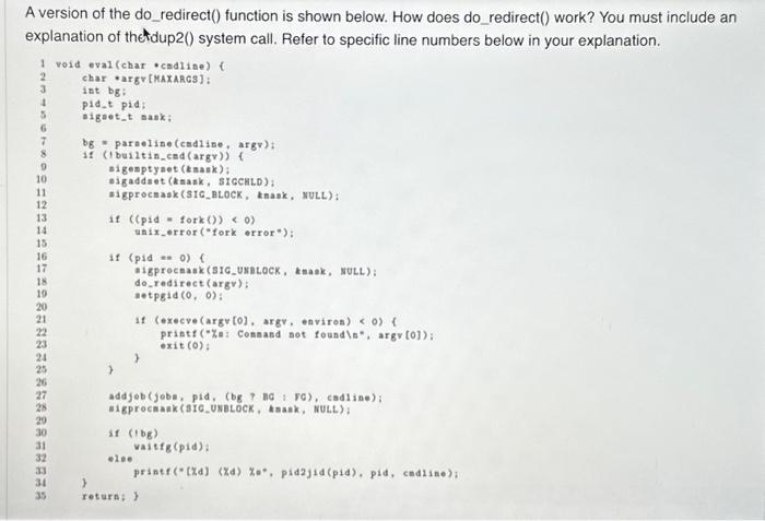 Solved version of the do_redirect() function is shown below. | Chegg.com