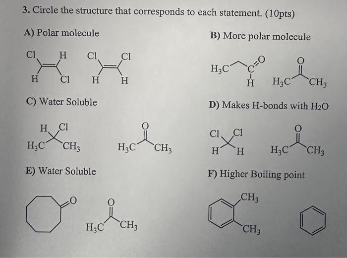 Solved 3. Circle the structure that corresponds to each | Chegg.com