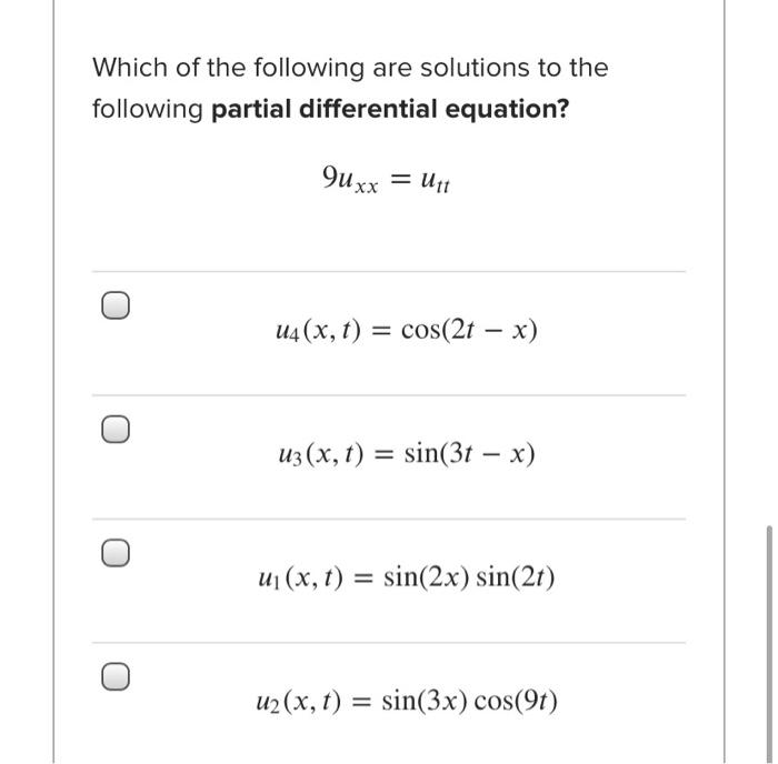 Solved Which of the following are solutions to the following | Chegg.com