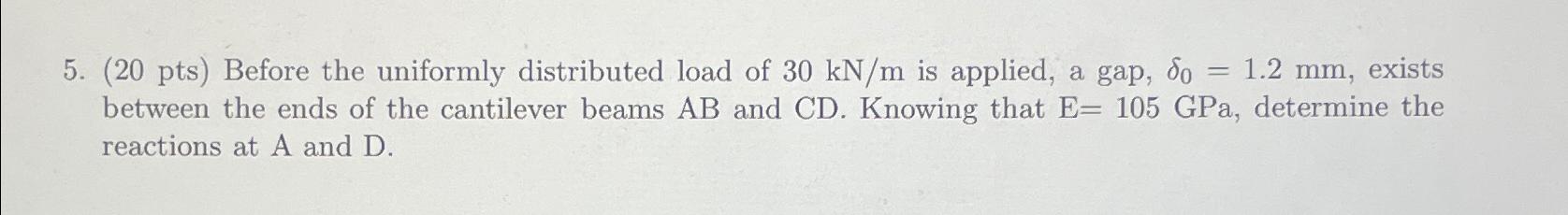 Solved (20 pts) Before the uniformly distributed load of | Chegg.com