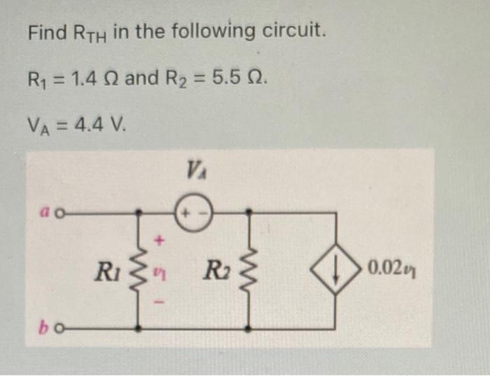 Solved Find RTH in the following circuit. R1=1.4Ω and | Chegg.com