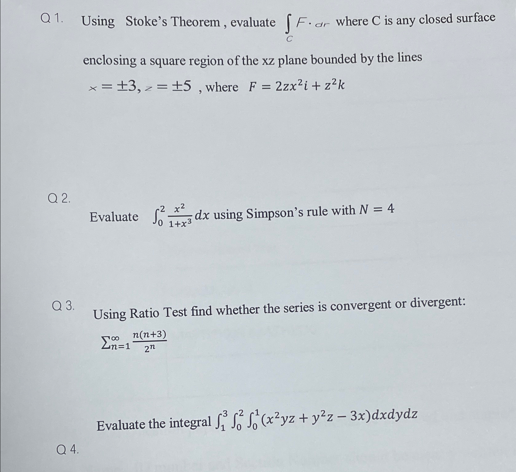 Solved Q 1. ﻿Using Stoke's Theorem, evaluate ∫C﻿F. ﻿dr where | Chegg.com