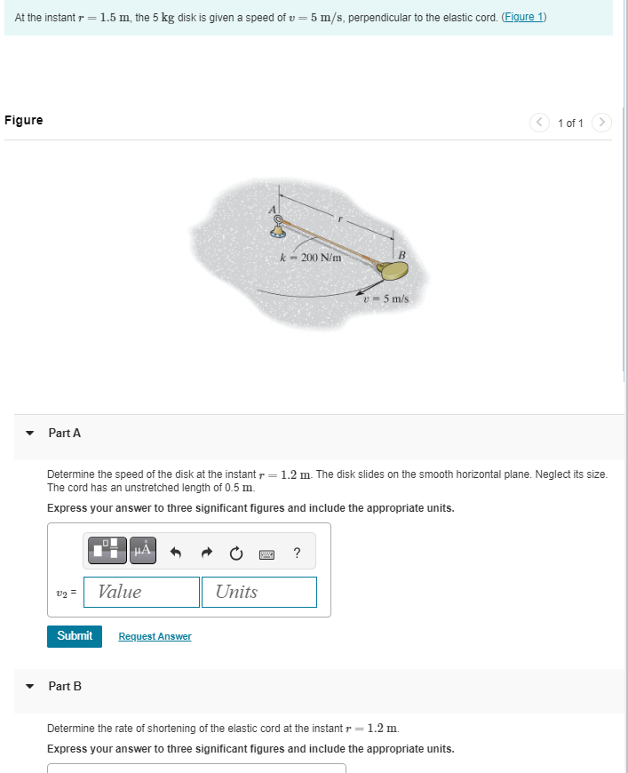 Solved At the instant r=1.5m, ﻿the 5kg ﻿disk is given a | Chegg.com