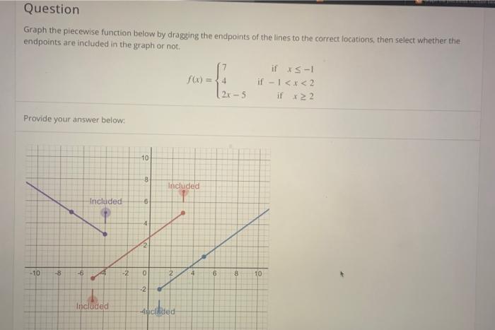 Solved Graph The Piecewise Function Below By Dragging The