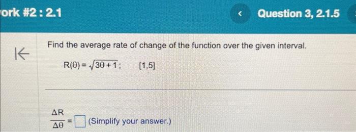 Solved Find the average rate of change of the function over | Chegg.com