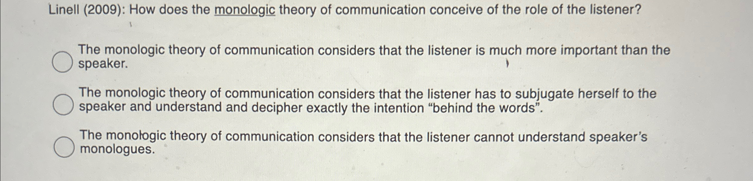 Solved Linell (2009): How does the monologic theory of | Chegg.com