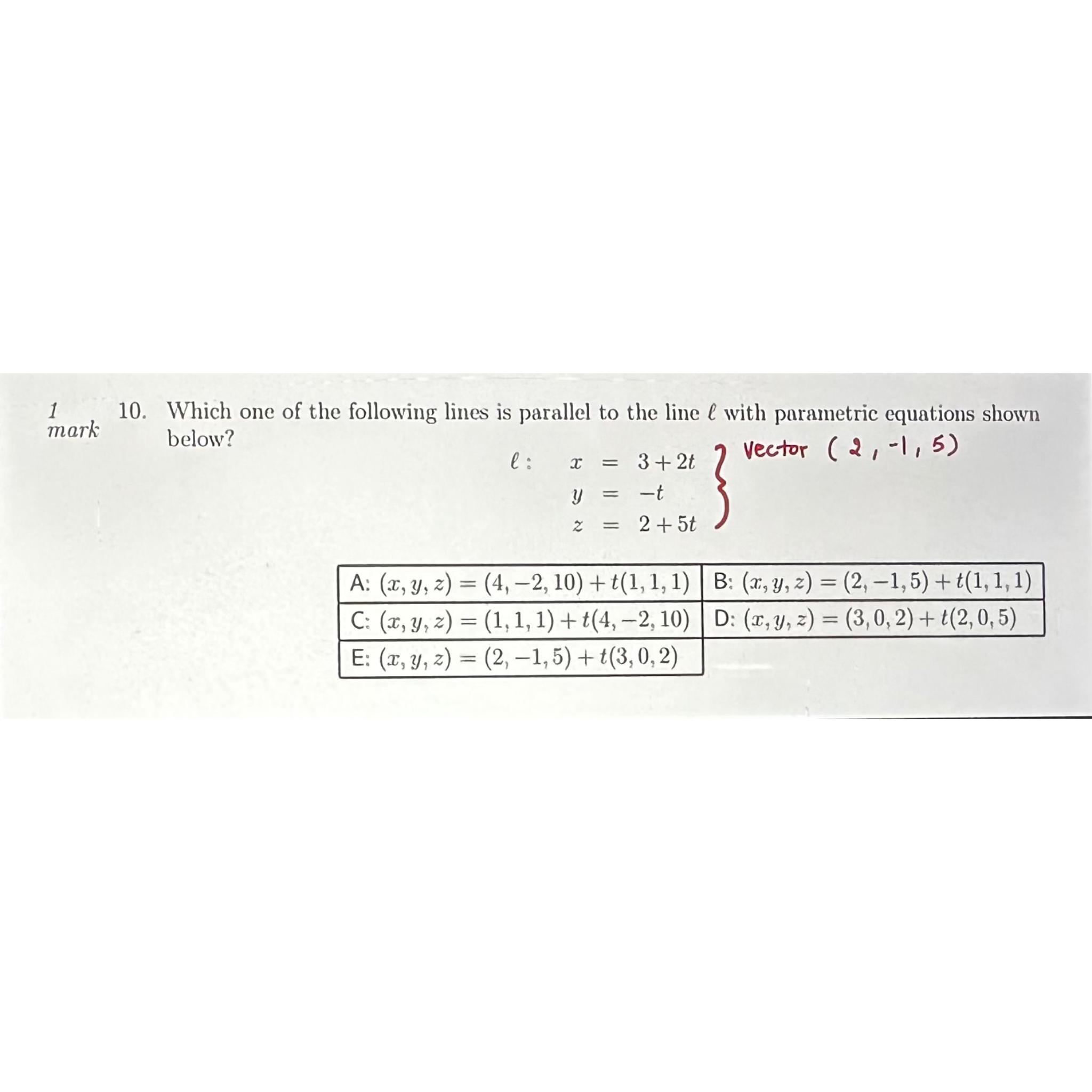 Solved 1 ﻿mark10. ﻿Which one of the following lines is | Chegg.com