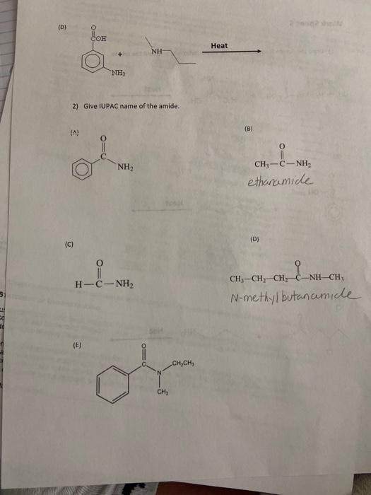 Solved (D) 0-0 Heat NH2 2) Give IUPAC name of the amide. | Chegg.com