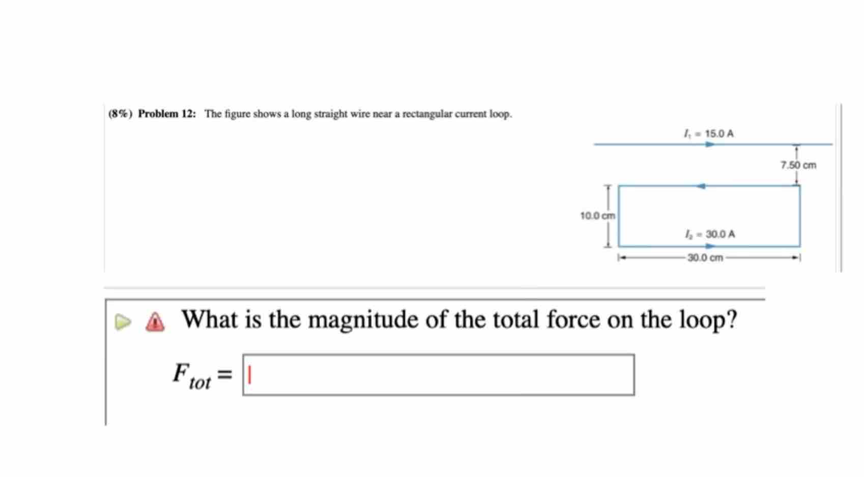 Solved (8%) ﻿Problem 12: The figure shows a long straight | Chegg.com