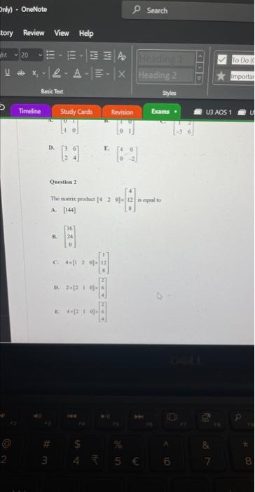 Solved D. [3264] F. [400−2] Qoetioe 2 The matrix probact | Chegg.com