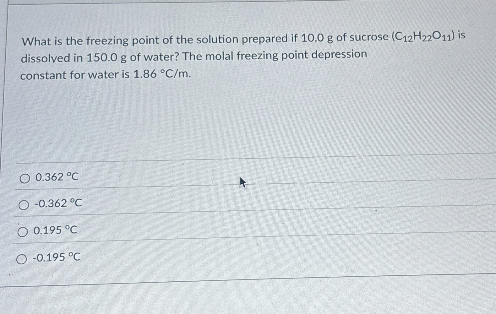 Solved What is the freezing point of the solution prepared | Chegg.com