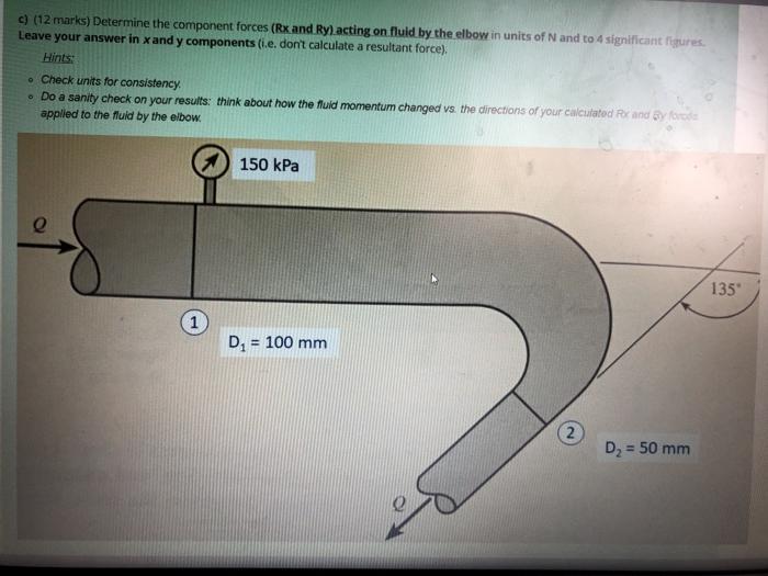 Solved (23 marks total) A horizontal, converging pipe bend | Chegg.com