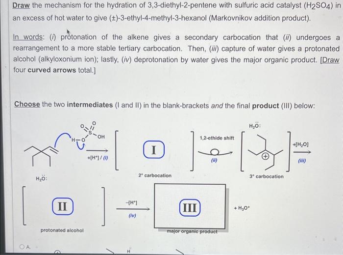 Solved Draw the mechanism for the hydration of 3,3 | Chegg.com