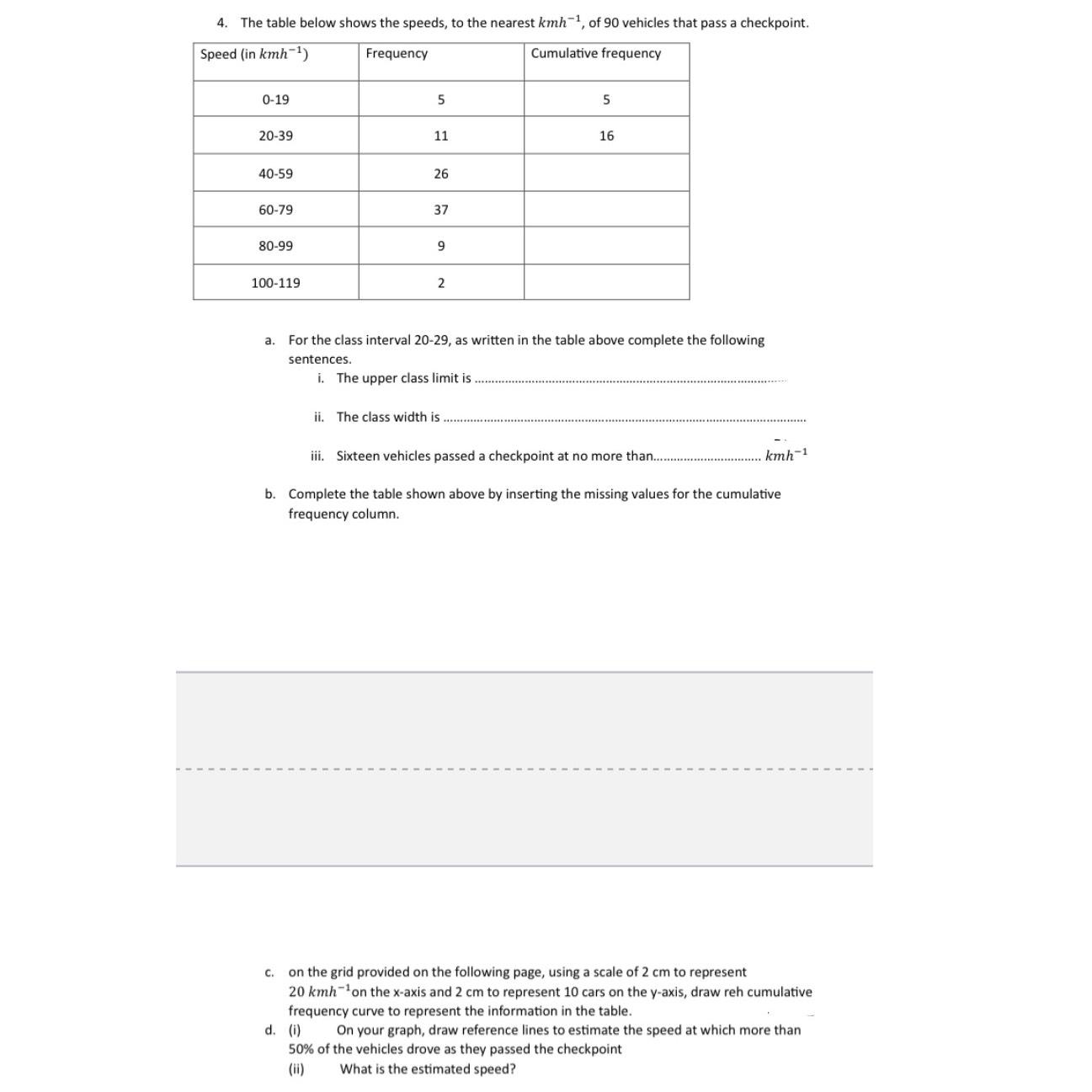 Solved The table below shows the speeds, to the nearest | Chegg.com