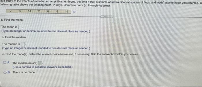 Solved A simple quantitative data set has been provided. Use | Chegg.com