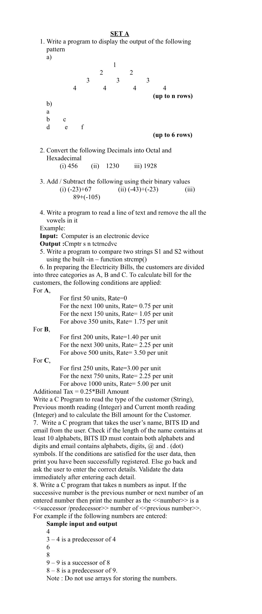 Solved • ﻿SET AWrite a program to display the output of the | Chegg.com