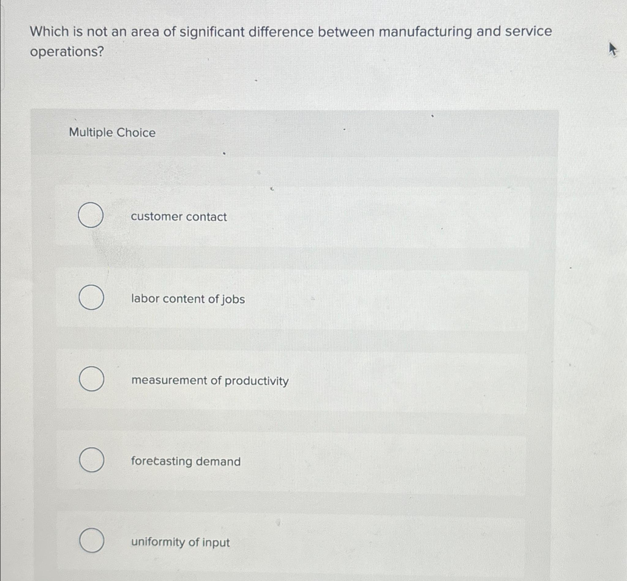 Solved Which is not an area of significant difference | Chegg.com