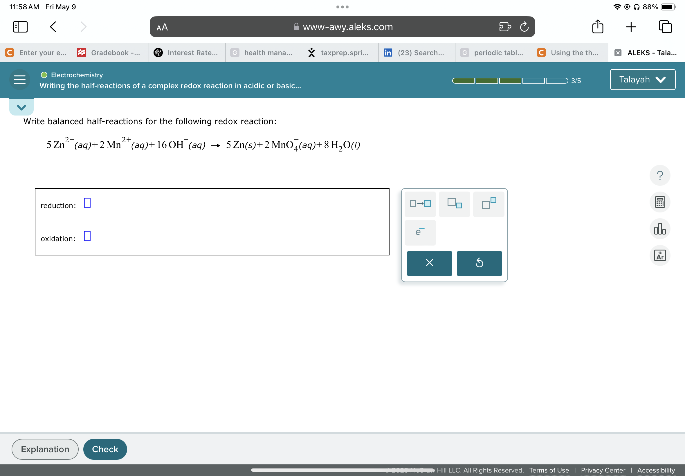 Solved Write balanced half-reactions for the following redox | Chegg.com