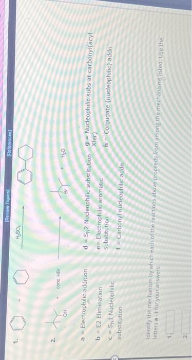 Solved 1. 2. conc HEr a= Electrophilic addition d=SN2 | Chegg.com