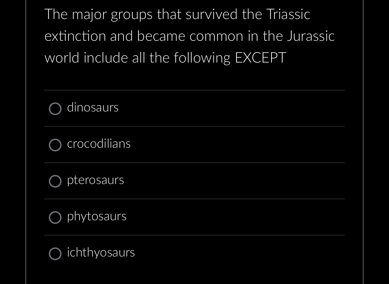 Solved The major groups that survived the Triassic | Chegg.com