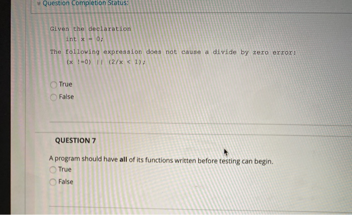 Solved Question Completion Status: Given the declaration int | Chegg.com