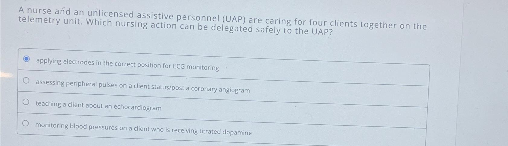 Solved A nurse ańd an unlicensed assistive personnel (UAP) | Chegg.com