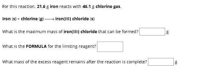 Solved iron (s)+ ﻿chlorine (g)longrightarrow ﻿iron (III) | Chegg.com