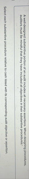 Solved A well-designed substantive portion of an audit | Chegg.com