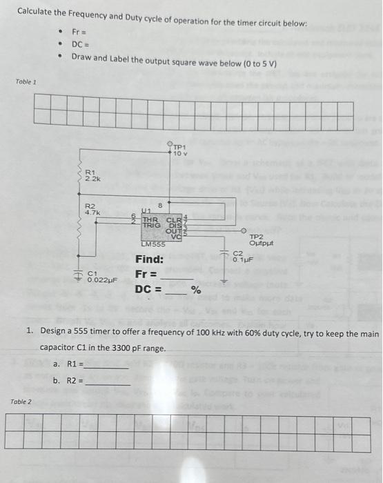 Caiculate the Frequency and Duty cycle of operation | Chegg.com