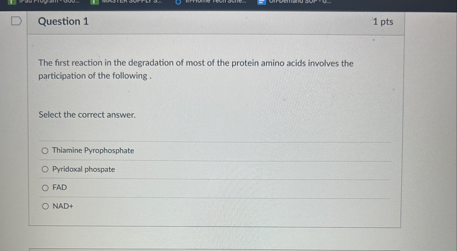 Solved Question 11 ﻿ptsThe first reaction in the degradation | Chegg.com