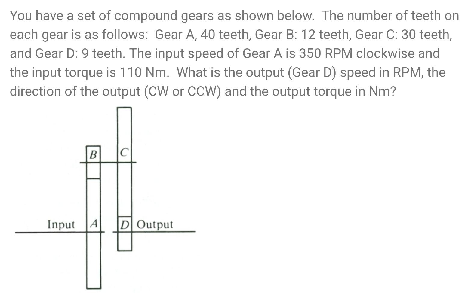 Solved You have a set of compound gears as shown below. The | Chegg.com