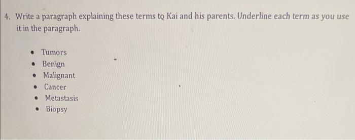 Solved 4. Write a paragraph explaining these terms to Kai | Chegg.com