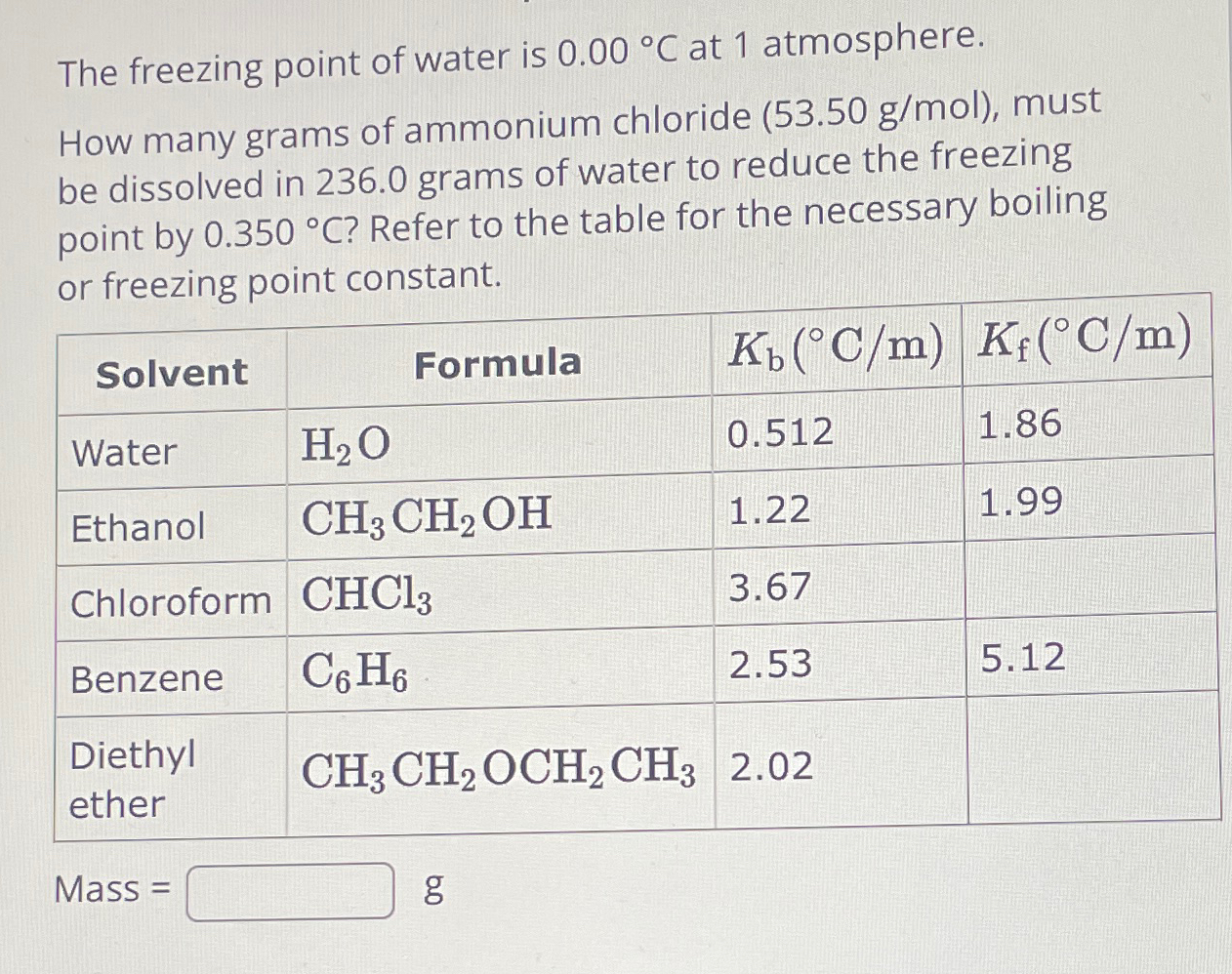 Solved The freezing point of water is 0.00°C ﻿at 1 | Chegg.com