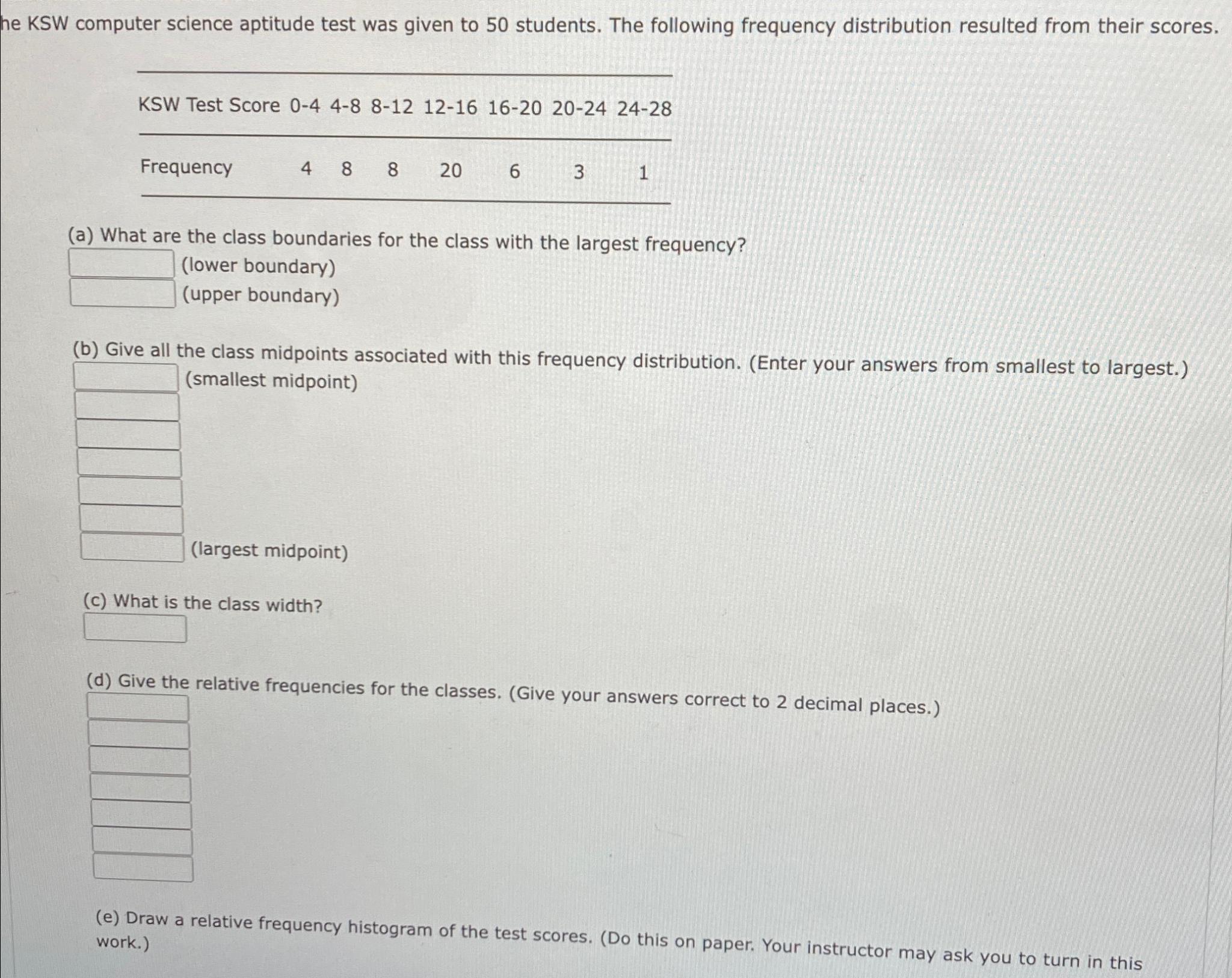 Solved computer science aptitude test was given to 50 | Chegg.com