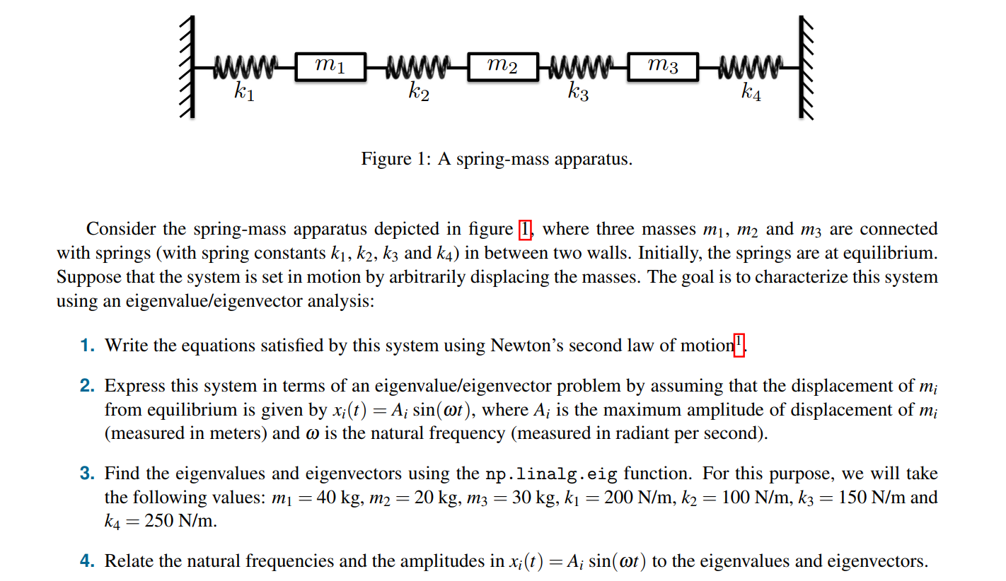 Solved by an EXPERT Consider the spring-mass apparatus depicted in ...