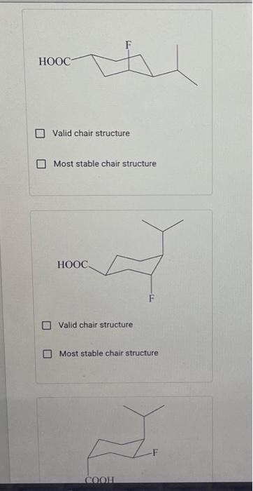Solved Valid chair structure Most stable chair structure | Chegg.com