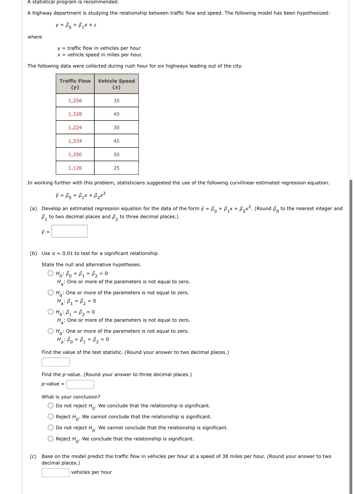 Solved A statistical program is recommended.A highway | Chegg.com