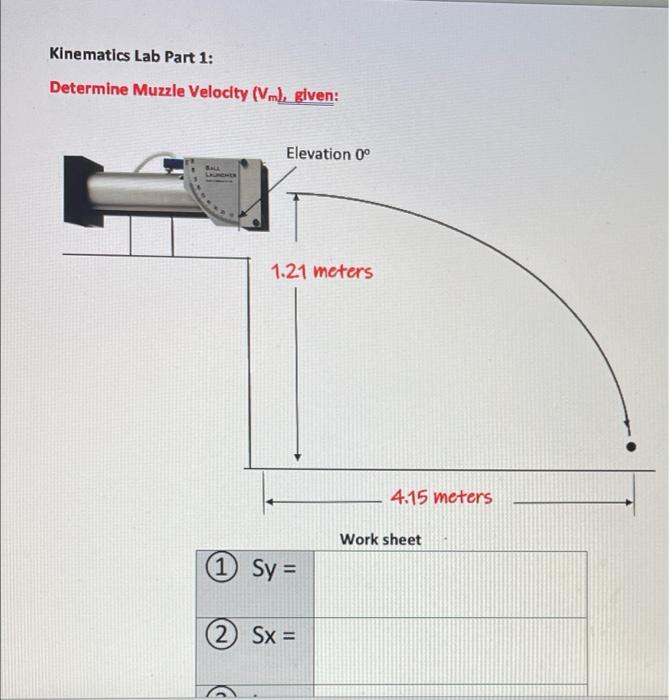 Kinematics Lab Part 1: Determine Muzzle Velocity | Chegg.com