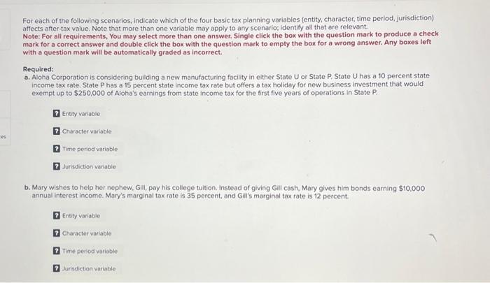 Solved For each of the following scenarios, indicate which | Chegg.com