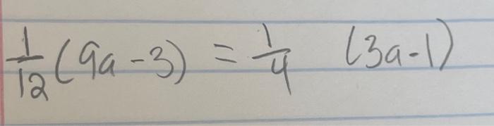 Solved 121(9a−3)=41(3a−1) | Chegg.com