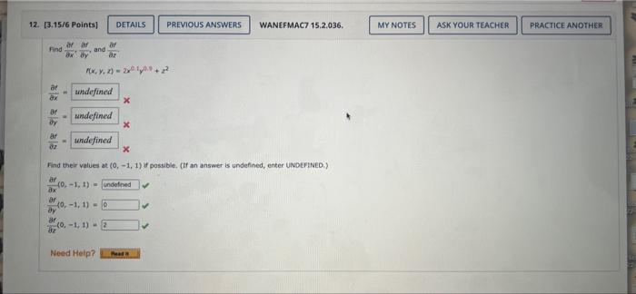 Solved Find ∂x∂f,∂yaf, and dz∂z Find their yalues at | Chegg.com